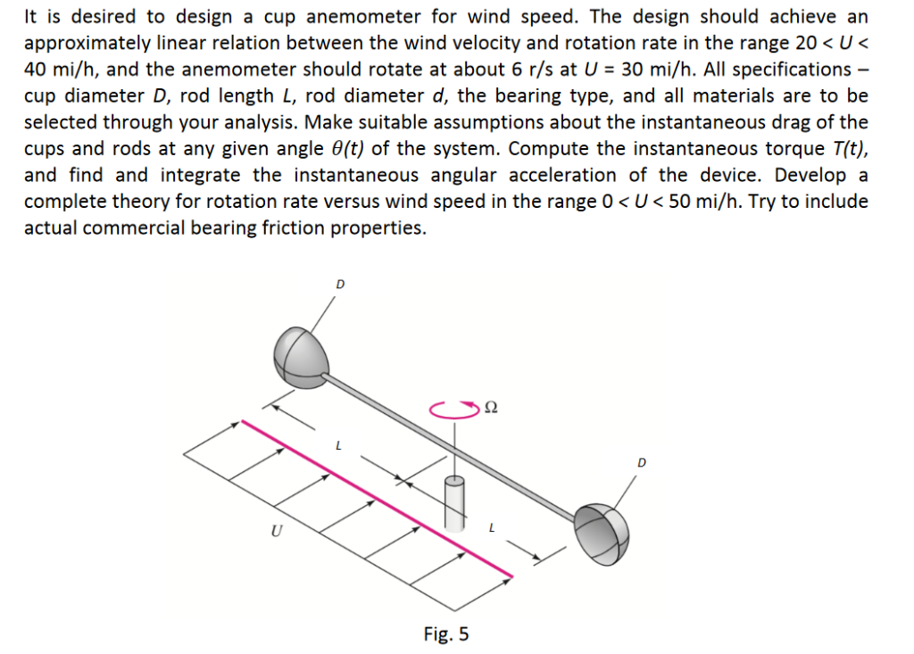 It is desired to design a cup anemometer for wind | Chegg.com