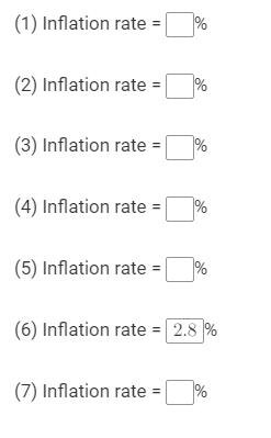 Solved Inflation rates can be computed for overall indexes | Chegg.com