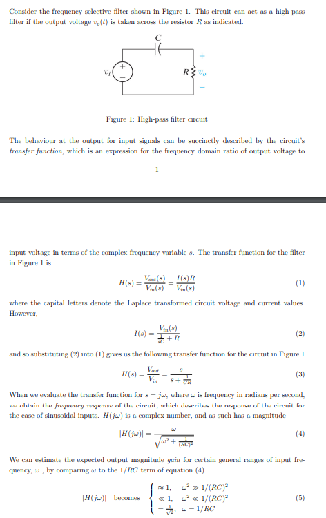 Solved Consider the frequency selective filter shown in | Chegg.com