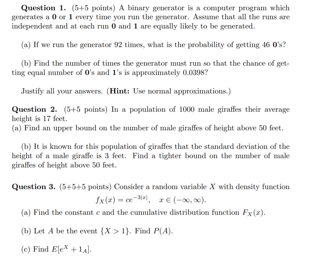 Solved Question 1. (5+5 points) A binary generator is a | Chegg.com