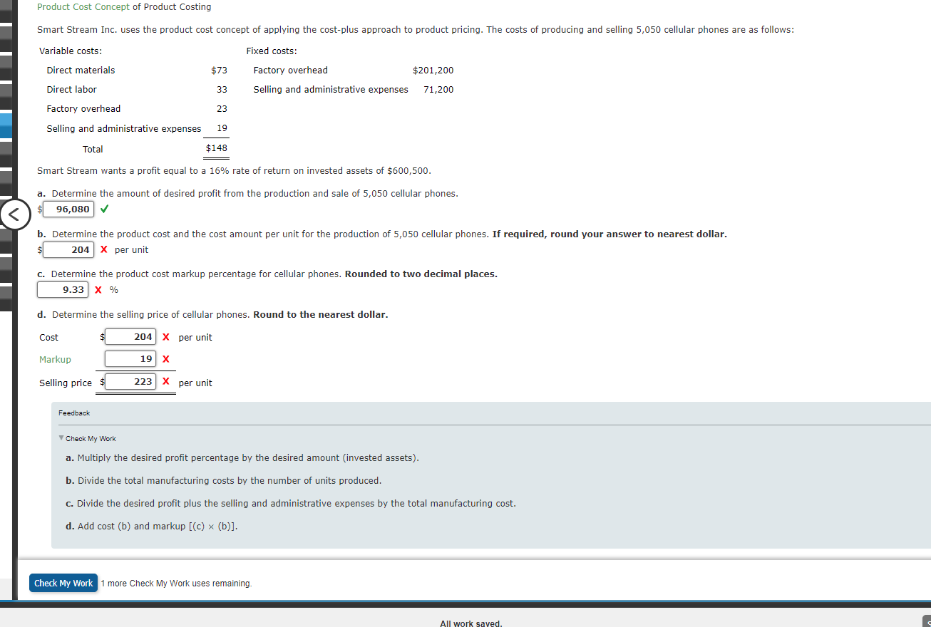 Solved Smart Stream Inc. uses the product cost concept of | Chegg.com