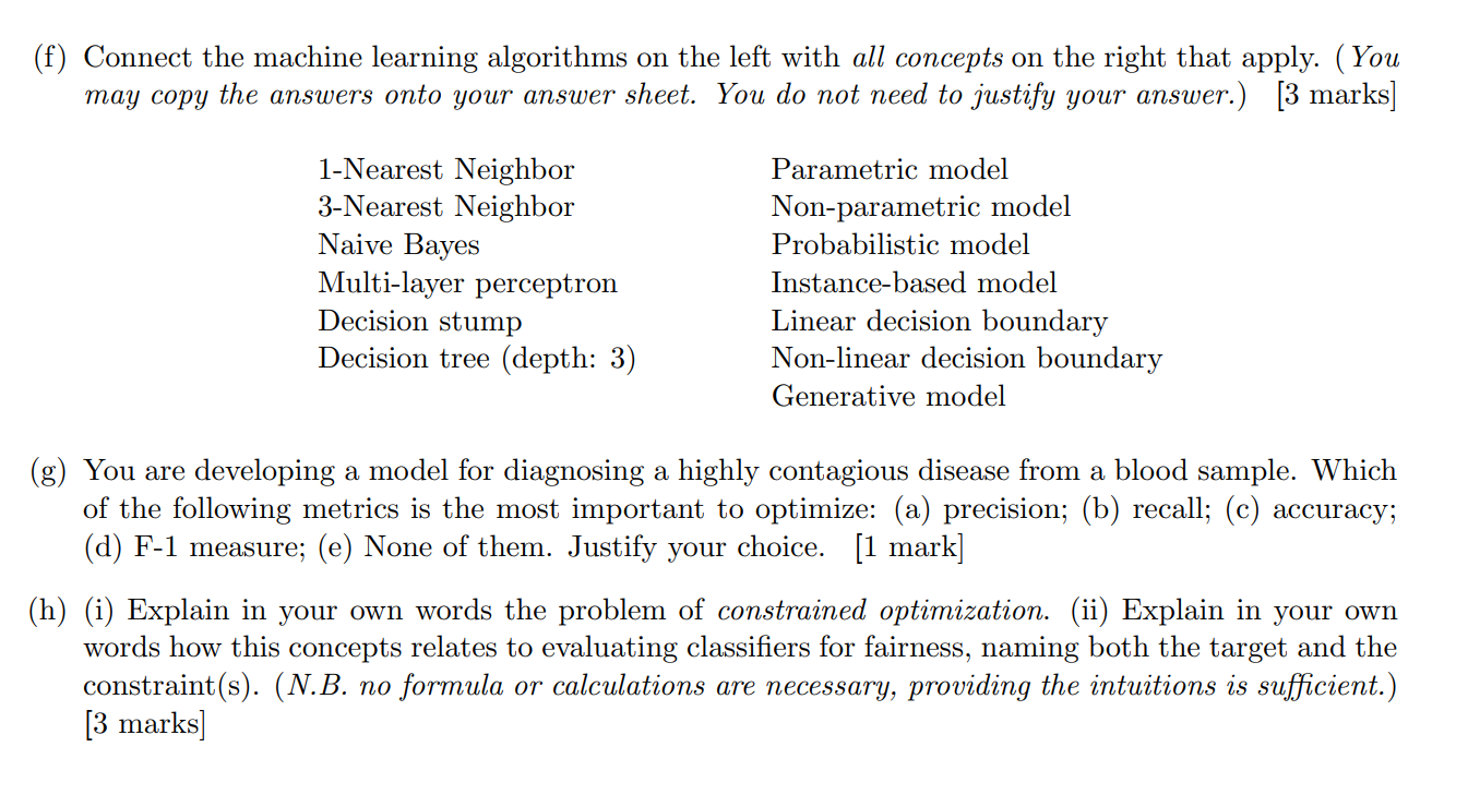Solved (a) Name one classifier which can achieve perfect | Chegg.com
