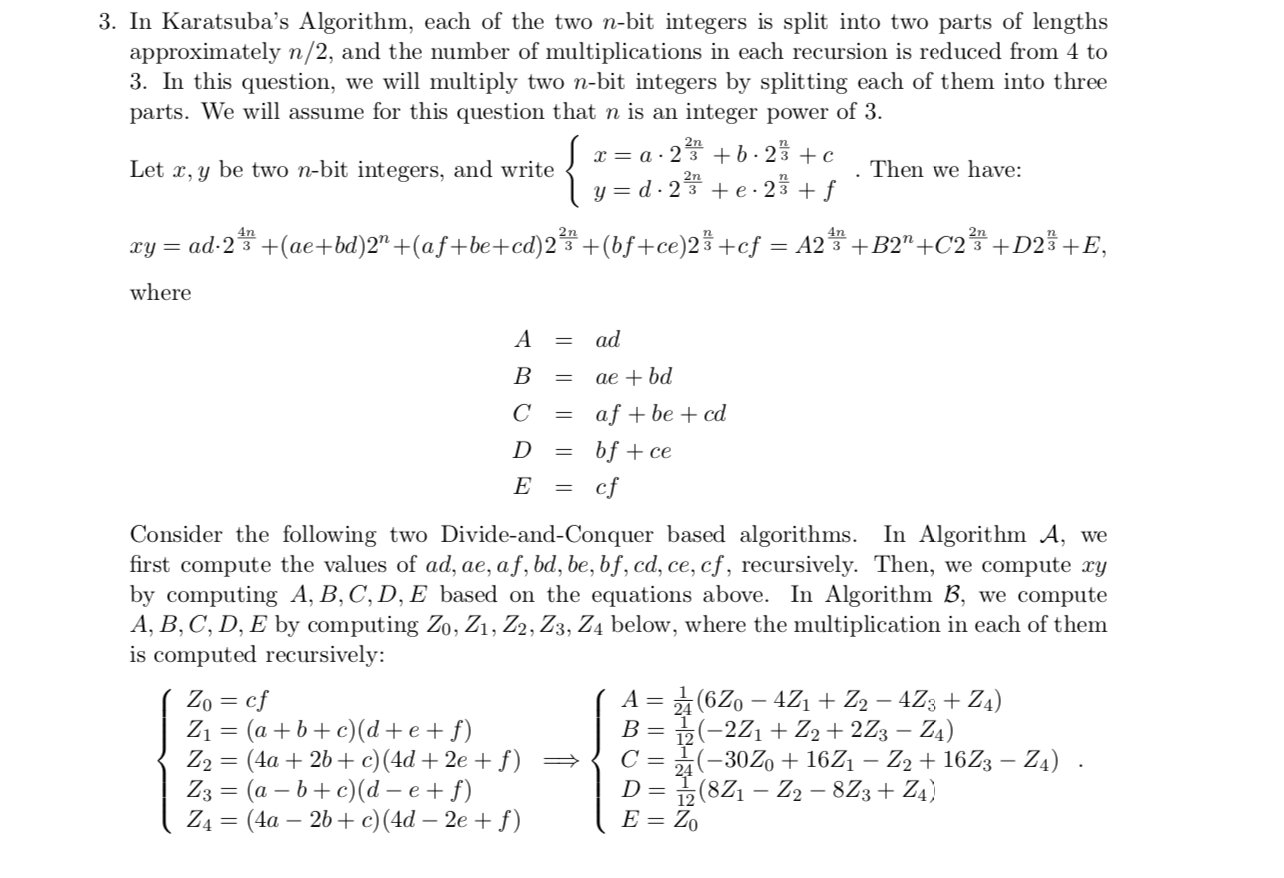 Solved For each algorithmA and B, write down the recurrence | Chegg.com