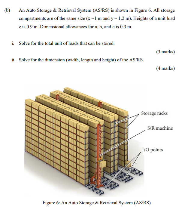 Solved (b) An Auto Storage & Retrieval System (AS/RS) is | Chegg.com
