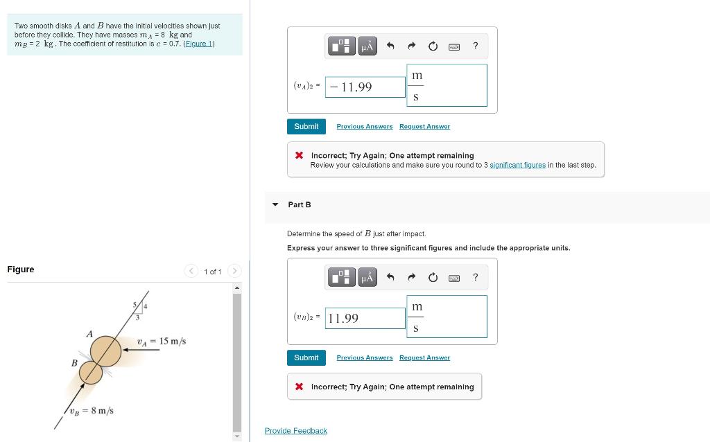 Solved Two smooth disks A and B have the initial velocities | Chegg.com