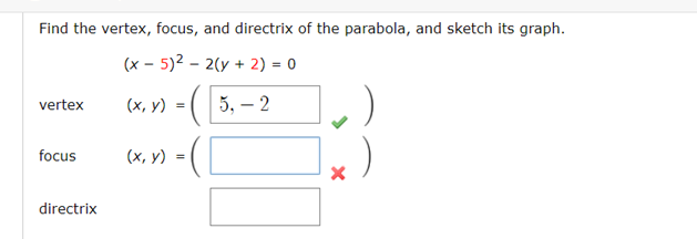 Solved Find the vertex, focus, and directrix of the | Chegg.com