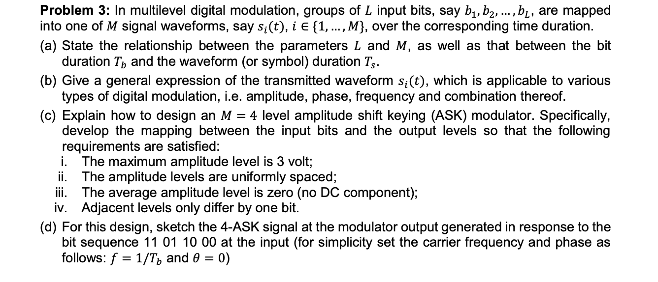 Problem 3: In multilevel digital modulation, groups | Chegg.com