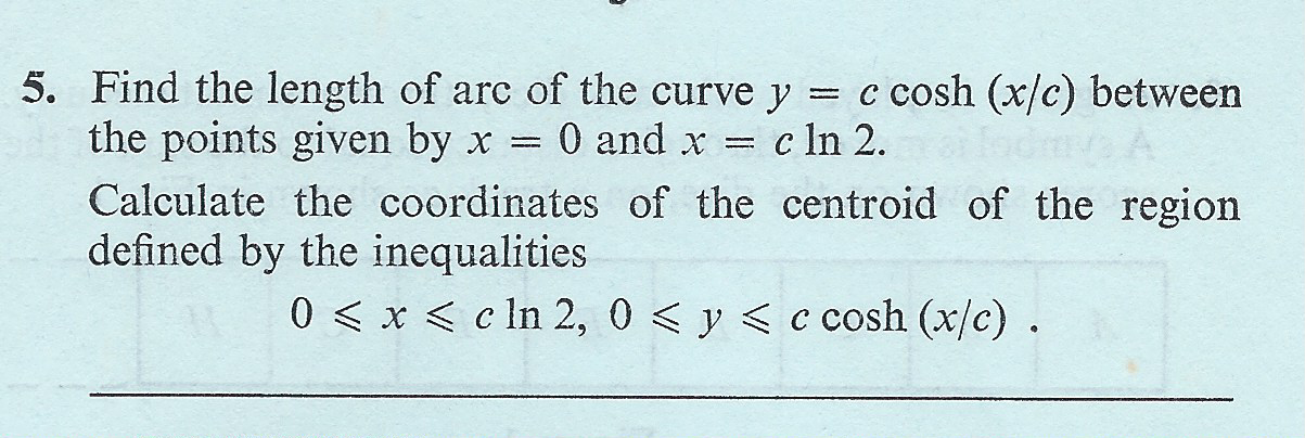 Solved 5 Find The Length Of Arc Of The Curve Y C Cosh