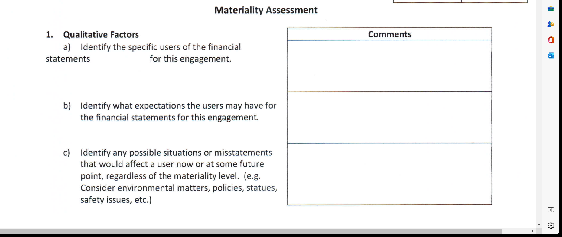 Solved Materiality Assessment 1. Qualitative Factors a) | Chegg.com