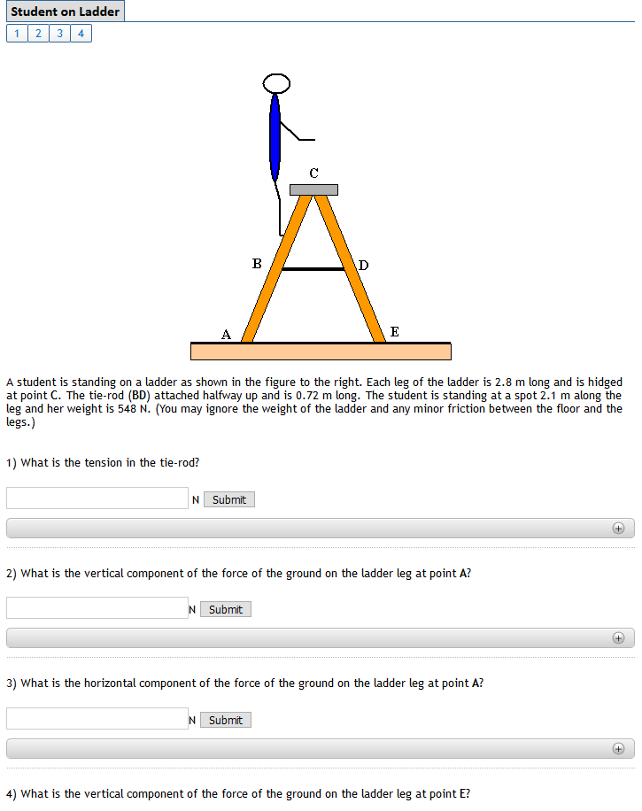 Solved Student on Ladder 1 2 3 4 B D A E A student is | Chegg.com