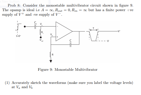 Prob 8: Consider the monostable multivibrator circuit | Chegg.com