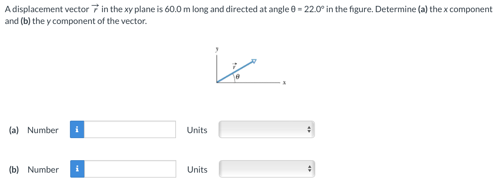 Solved A displacement vector vec(r) in ﻿the xy ﻿plane | Chegg.com