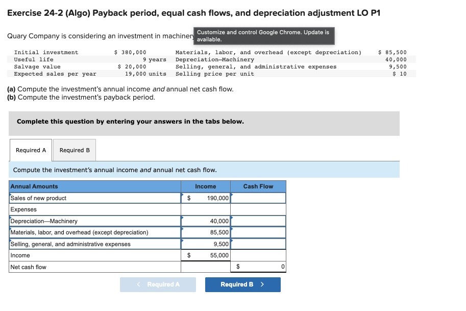 Solved Exercise 24-2 (Algo) Payback period, equal cash | Chegg.com