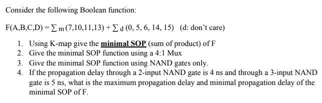 Solved Consider the following Boolean function: | Chegg.com
