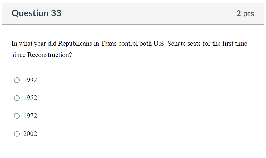 Solved In what year did Republicans in Texas control both | Chegg.com