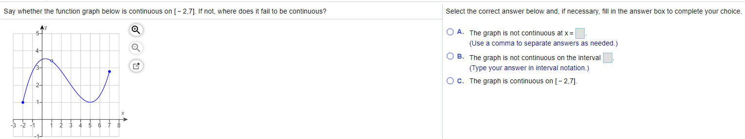Solved Say whether the function graph below is continuous on | Chegg.com