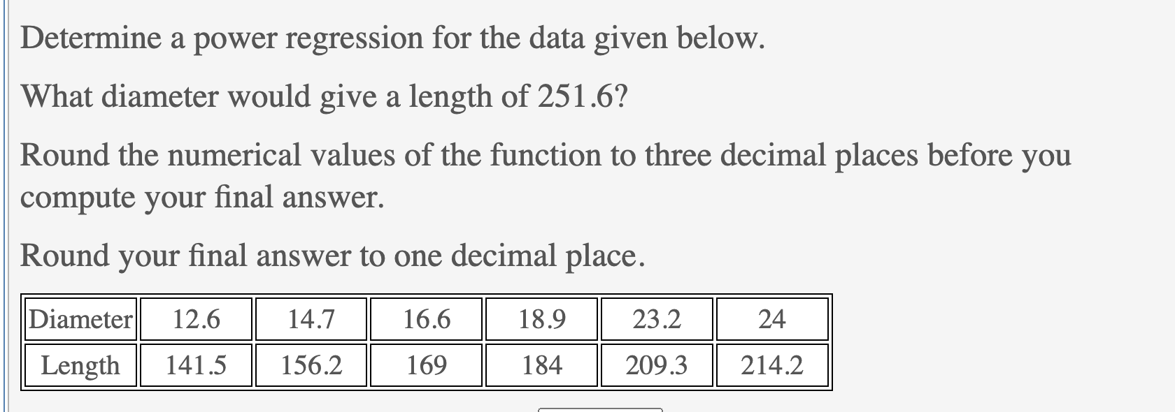 Solved Determine a power regression for the data given | Chegg.com