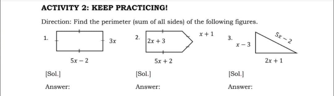 Solved ACTIVITY 2: KEEP PRACTICING! Direction: Find the | Chegg.com