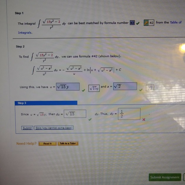 Solved Tutorial Exercise Use the Table of Integrals to | Chegg.com