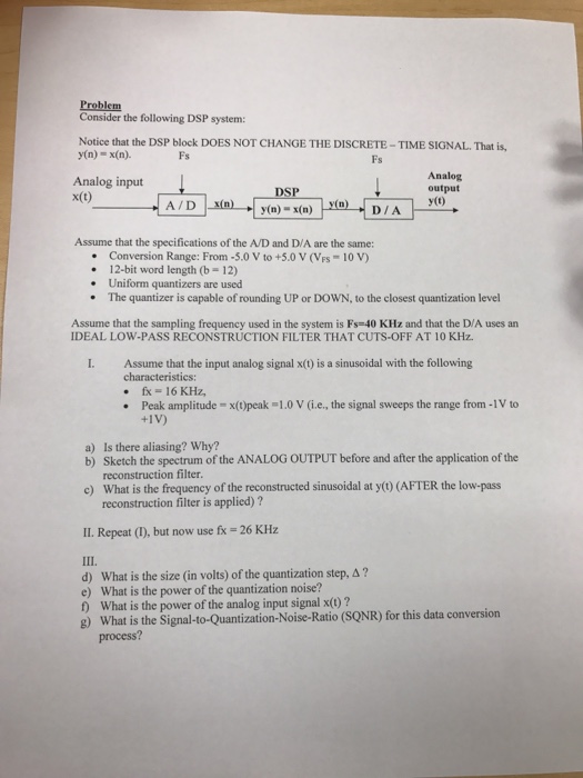 Solved Problem Consider the following DSP system Notice that | Chegg.com