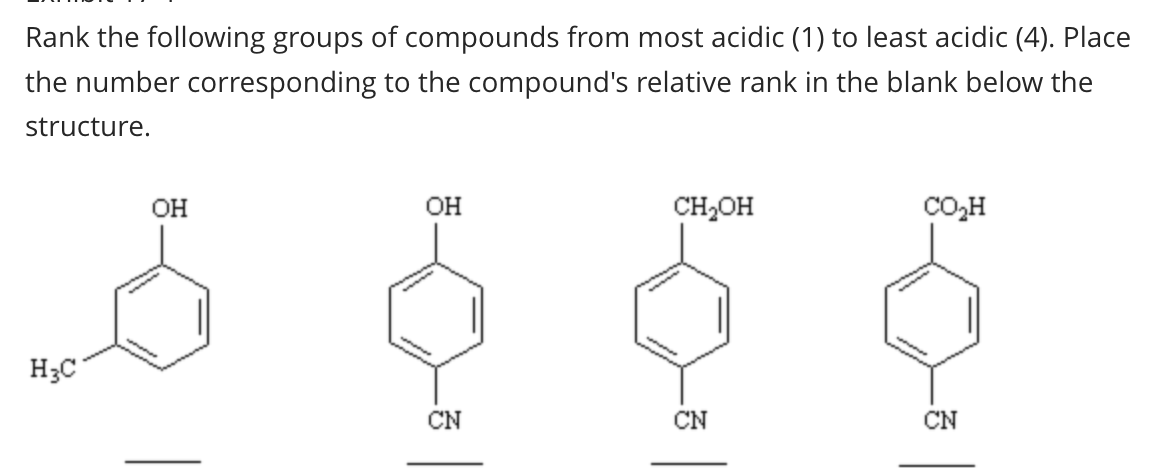Solved Rank the following groups of compounds from most | Chegg.com