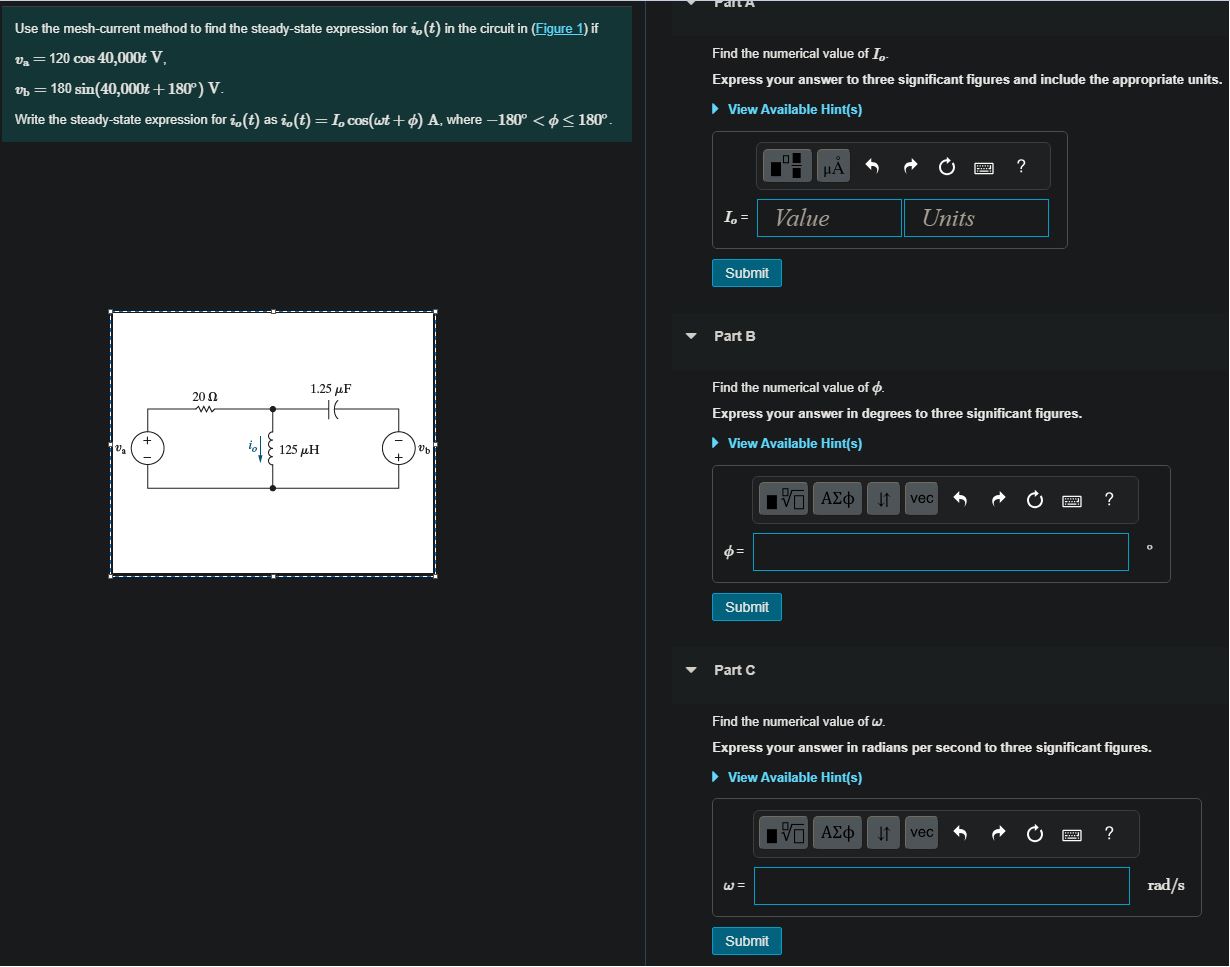 Solved Use the mesh-current method to find the steady-state | Chegg.com