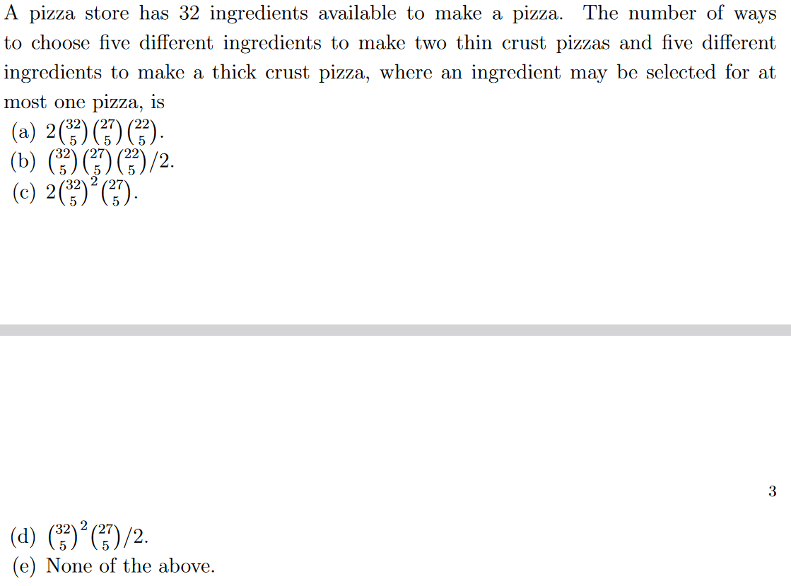 Solved (5) ﻿A pizza store has 32 ﻿ingredients available to | Chegg.com