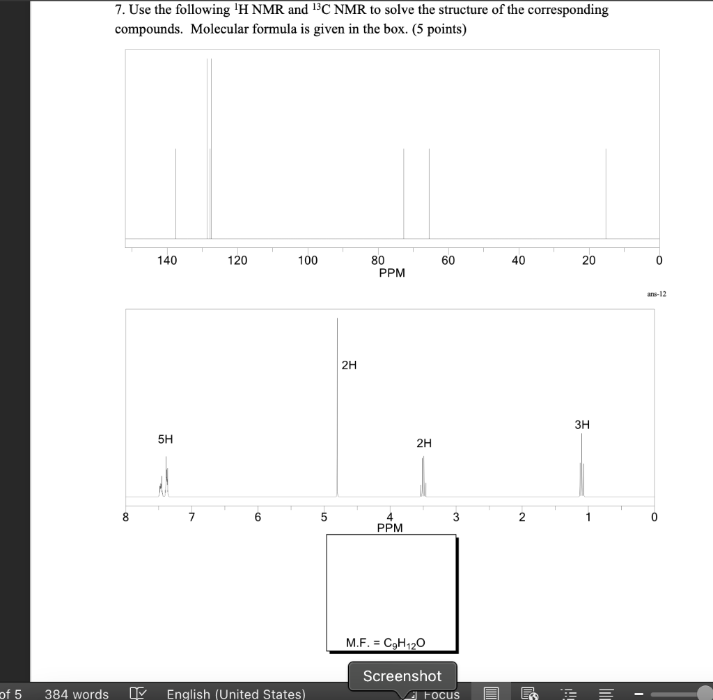 Solved 5. Splitting ('H NMR) In the following molecules, | Chegg.com