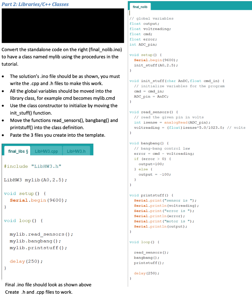 Solved Part 2: Libraries/C++ Classes | Chegg.com