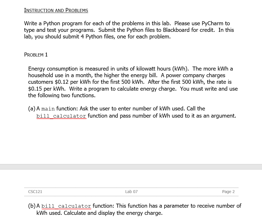 Solved INSTRUCTION AND PROBLEMS Write a Python program for | Chegg.com