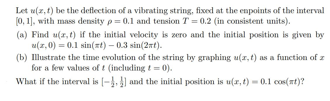 Solved Let u(x, t) be the deflection of a vibrating string, | Chegg.com