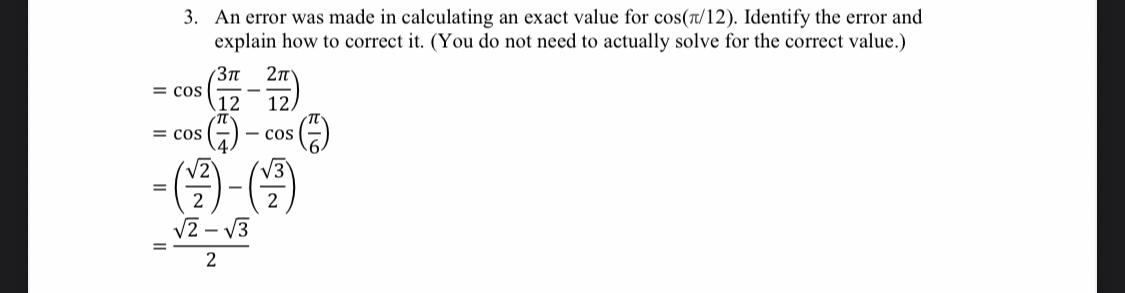 Solved 3. An error was made in calculating an exact value | Chegg.com