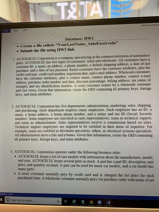HW2 (Protected Vie Database: HW2 . Create a file | Chegg.com