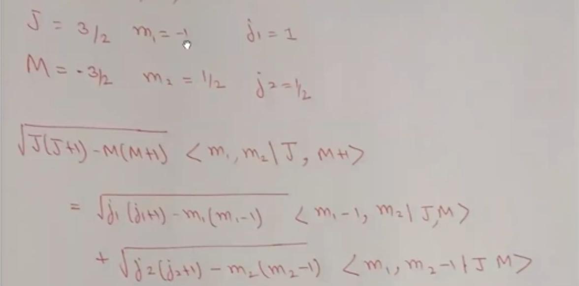 Solved J=3/2m1=−1j1=1M=−3/2m2=1/2j=1/2J(J+1)−M(M+1) m1,m2∣J, | Chegg.com