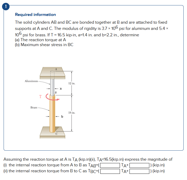 Solved Required information The solid cylinders AB and BC | Chegg.com