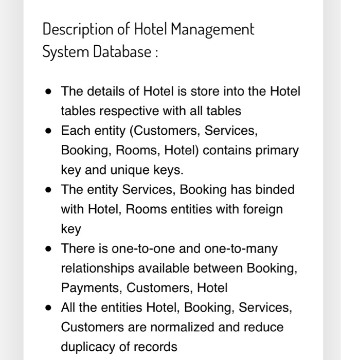 Solved Create Tables On Mysql For Hotel Management System