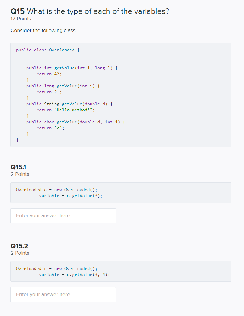 Solved Q15 What is the type of each of the variables? 12 | Chegg.com