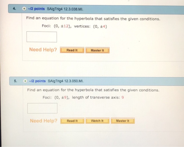 Solved 4. -12 points SAlgTrig4 12.3.038.MI. Find an equation | Chegg.com