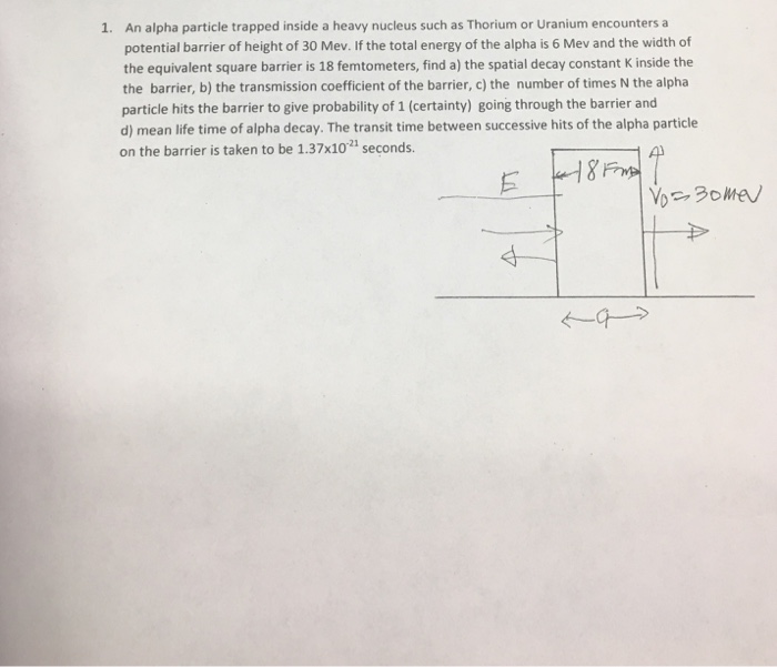 Solved An Alpha Particle Trapped Inside A Heavy Nucleus Such
