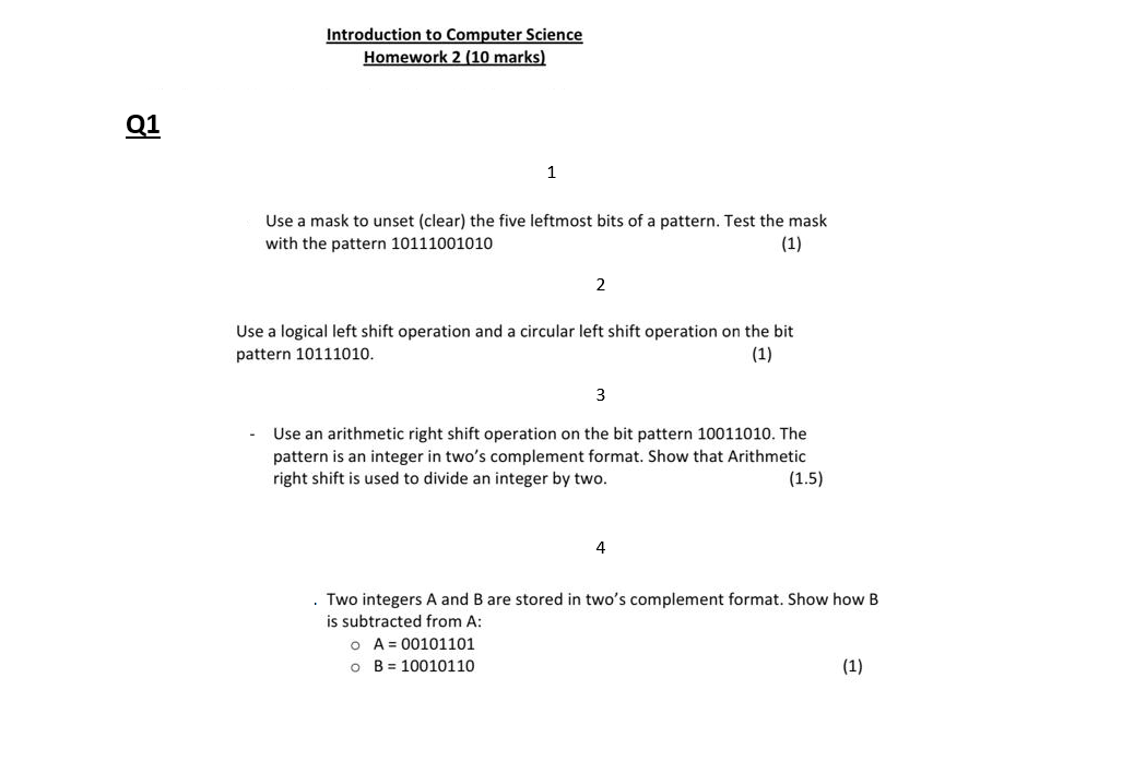 Solved Introduction to Computer Science Homework 2 (10 | Chegg.com