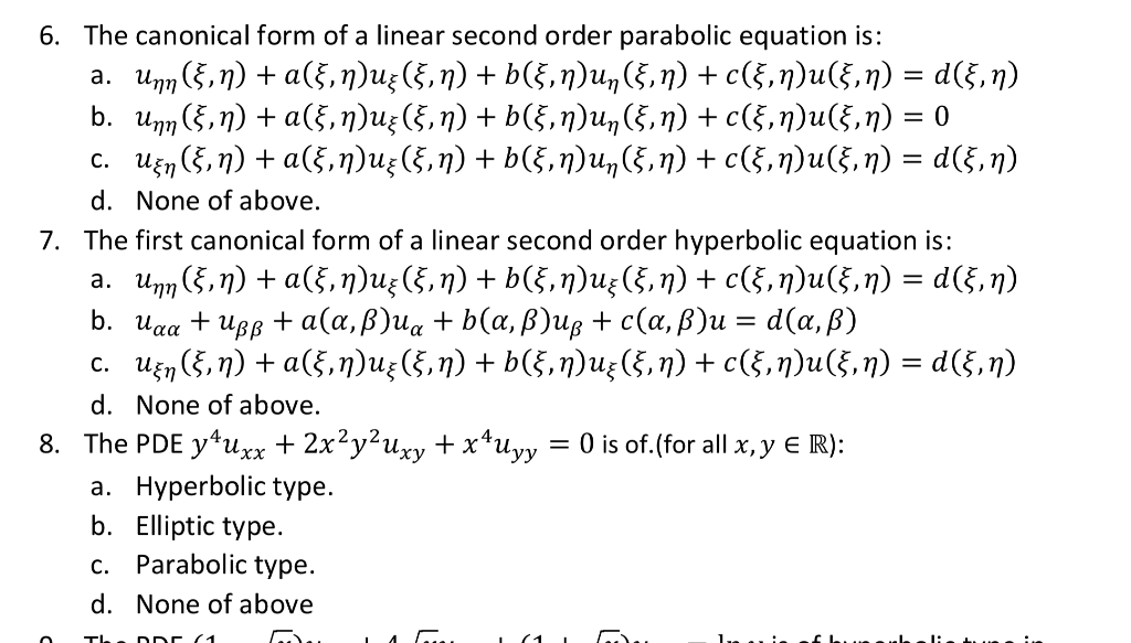 Solved 6. The canonical form of a linear second order | Chegg.com