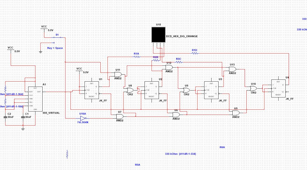Solved In multisim I designed this circuit which counts from | Chegg.com
