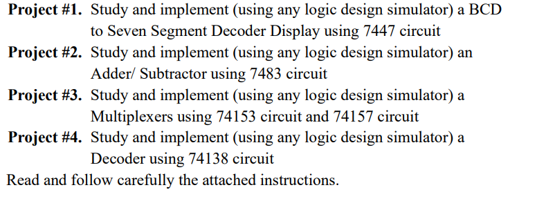 Solved Project \#1. Study and implement (using any logic | Chegg.com