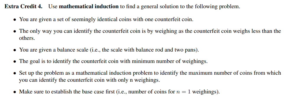 Solved Extra Credit 4. Use mathematical induction to find a | Chegg.com Solved Extra Credit 4. Use mathematical induction to find a | Chegg.com