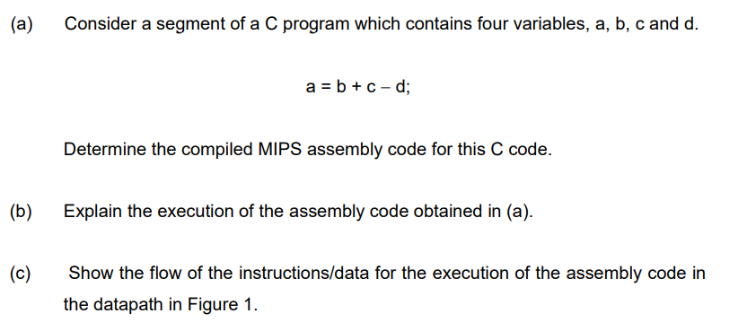 Solved Figure 1 shows a datapath for R-type instructions | Chegg.com
