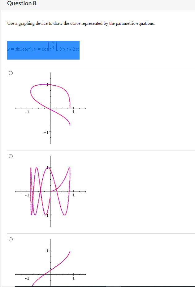 Solved Question 8 Use a graphing device to draw the curve | Chegg.com