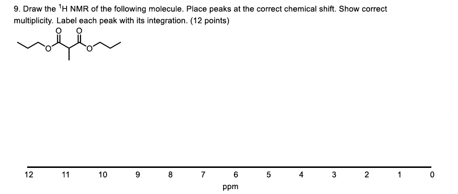 Solved 9. Draw the \\( { }^{1} \\mathrm{H} \\) NMR of the | Chegg.com