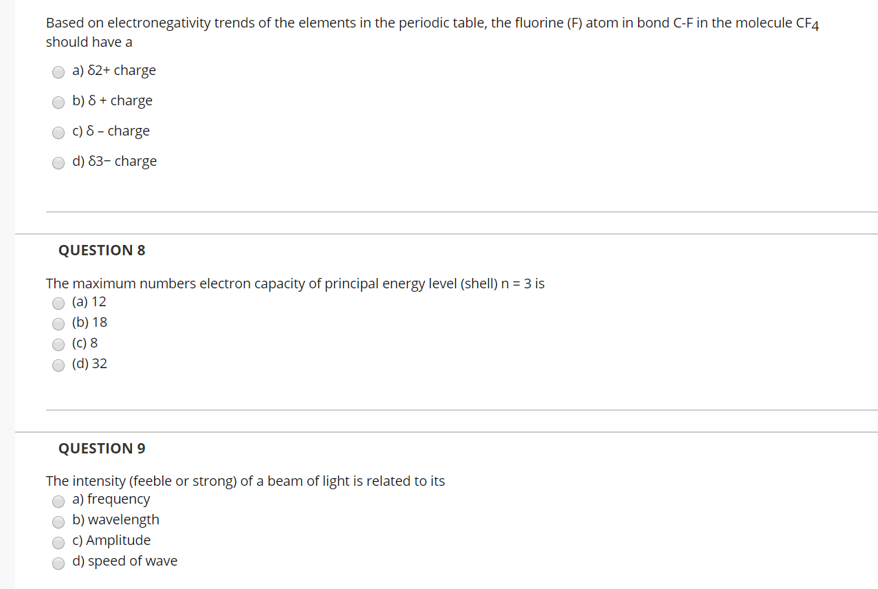 Solved QUESTION 13 In general, electronegativity | Chegg.com