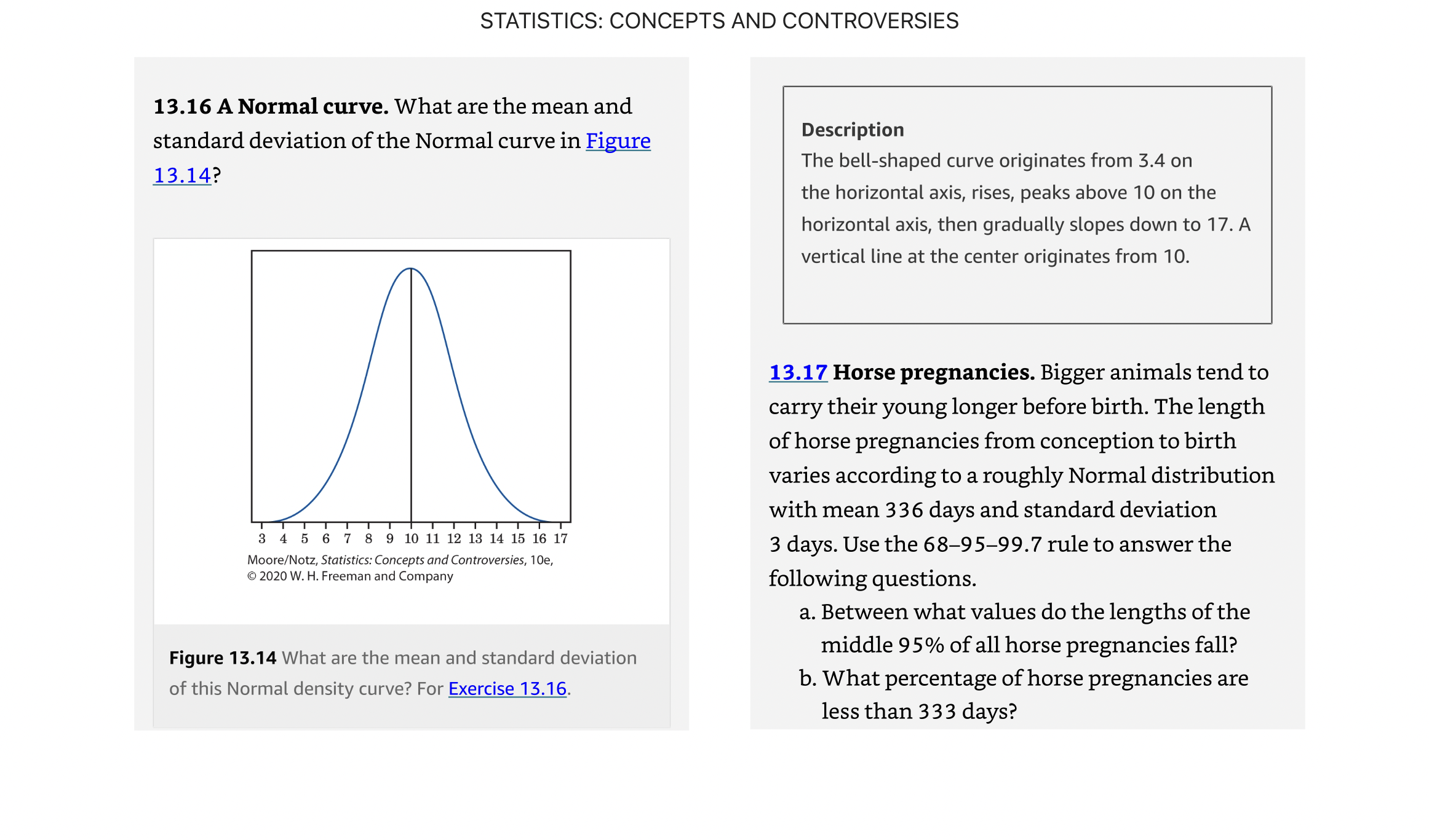 Solved STATISTICS: CONCEPTS AND CONTROVERSIES 13.16 A Normal | Chegg.com