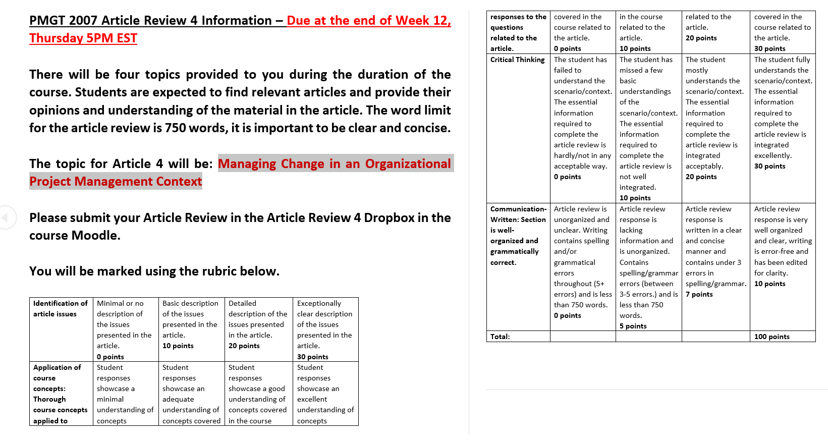 Solved The topic for Article Review: Managing Change in | Chegg.com